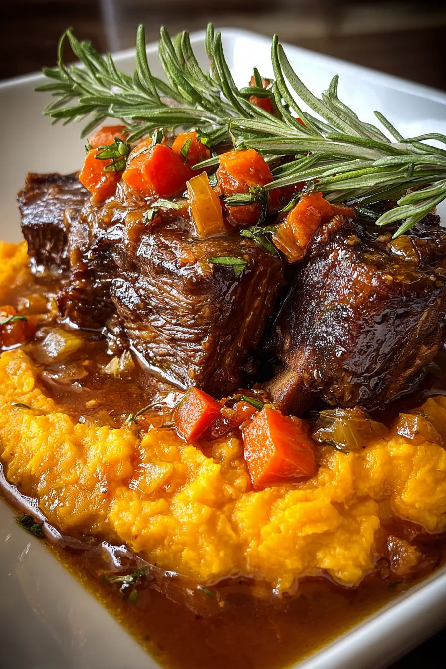 Apple Cider Braised Short Ribs with Rosemary Mashed Sweet Potatoes ...